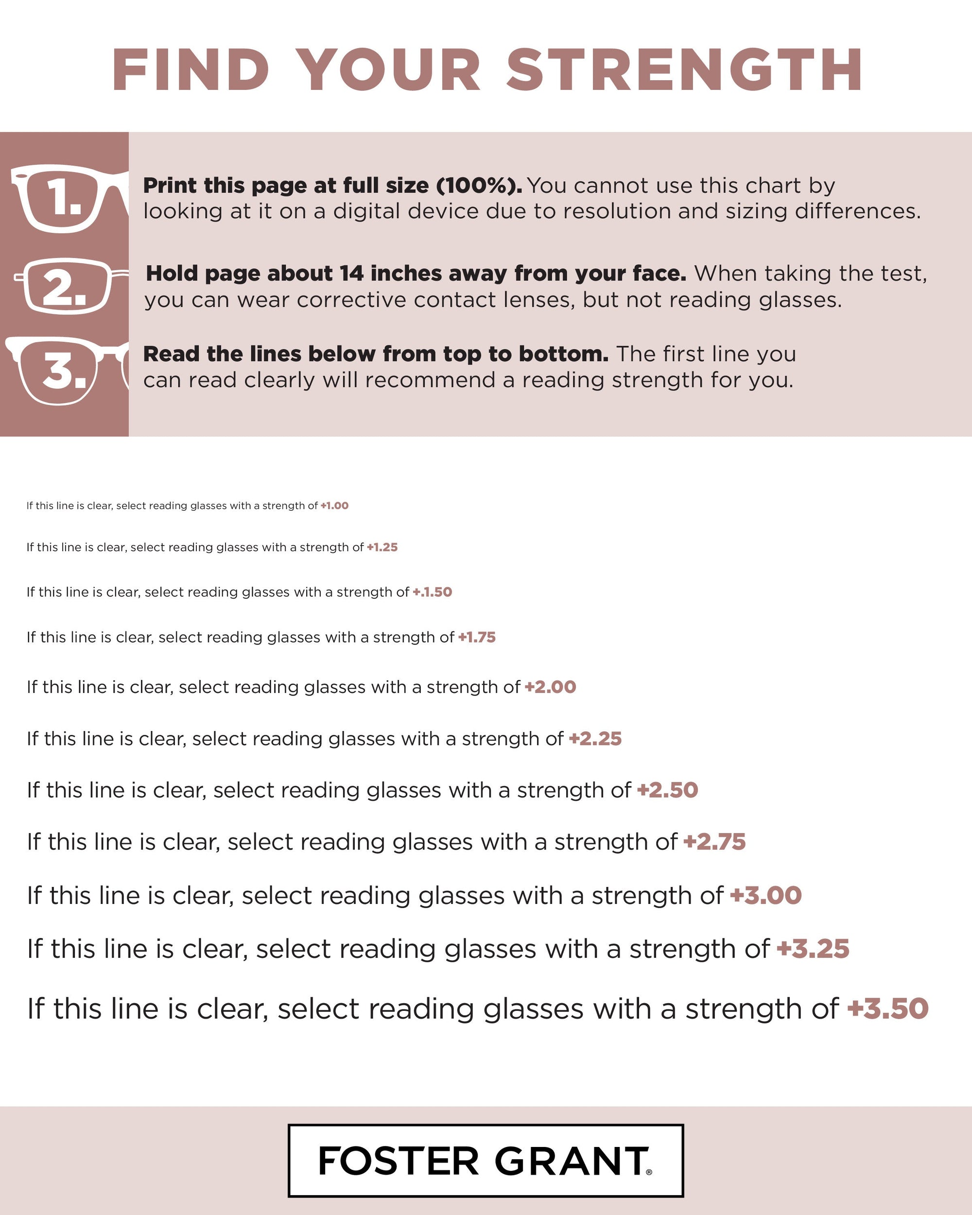 Find Your Reading Glasses Strength | Foster Grant