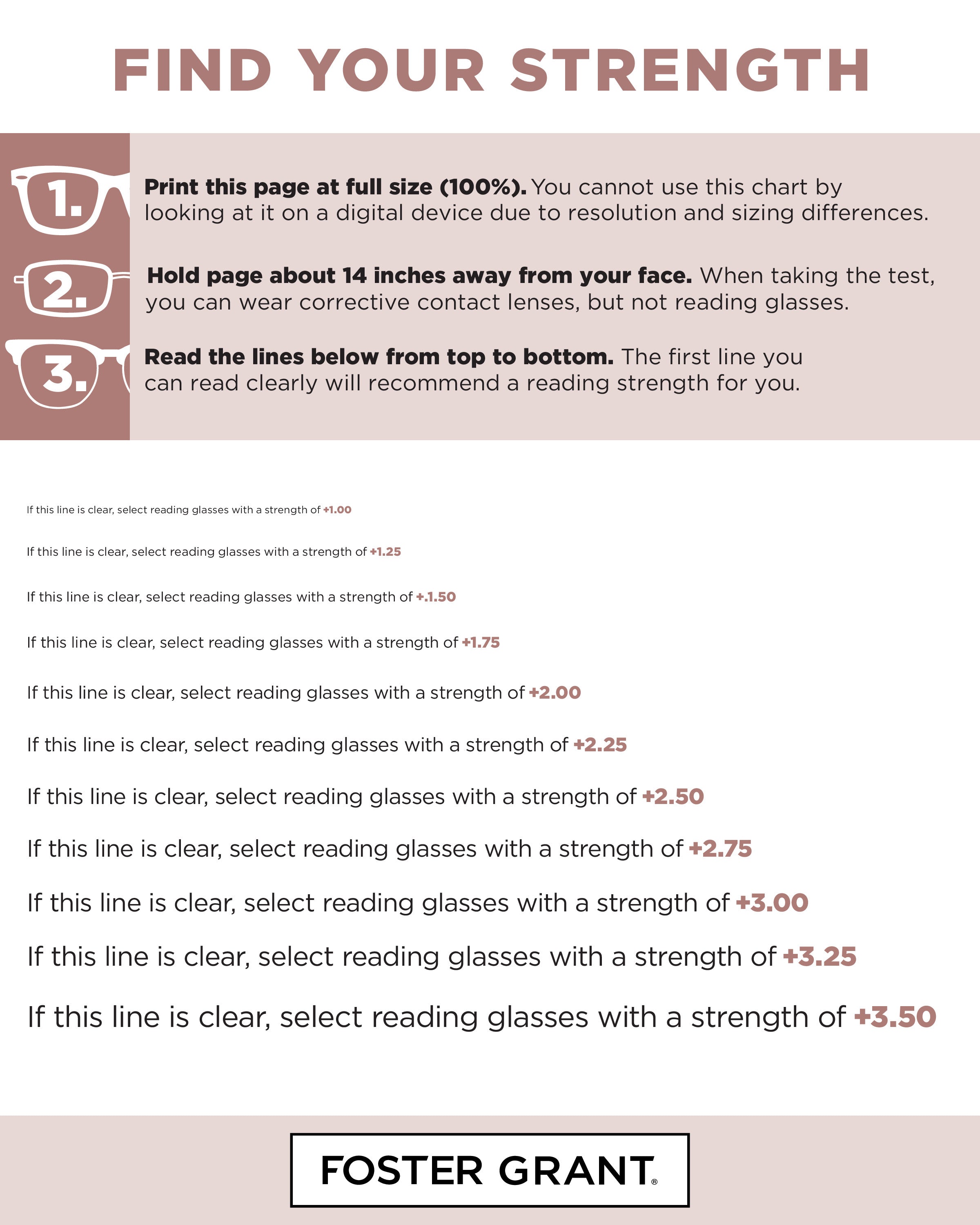 Find Your Reading Glasses Strength | Foster Grant