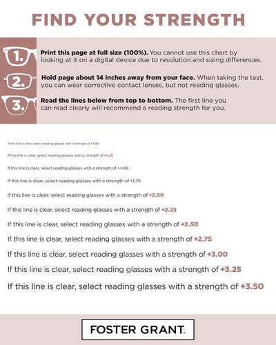 Find Your Reading Glasses Strength | Foster Grant